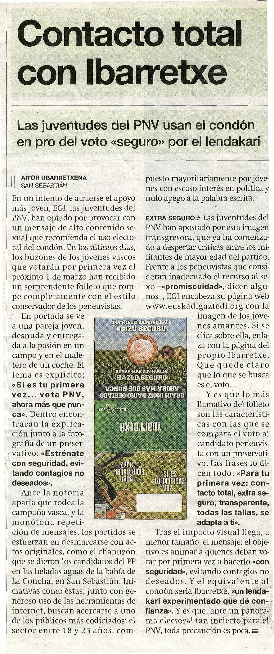 Contacto total con Ibarretxe. Educación sexual - SIDA STUDI