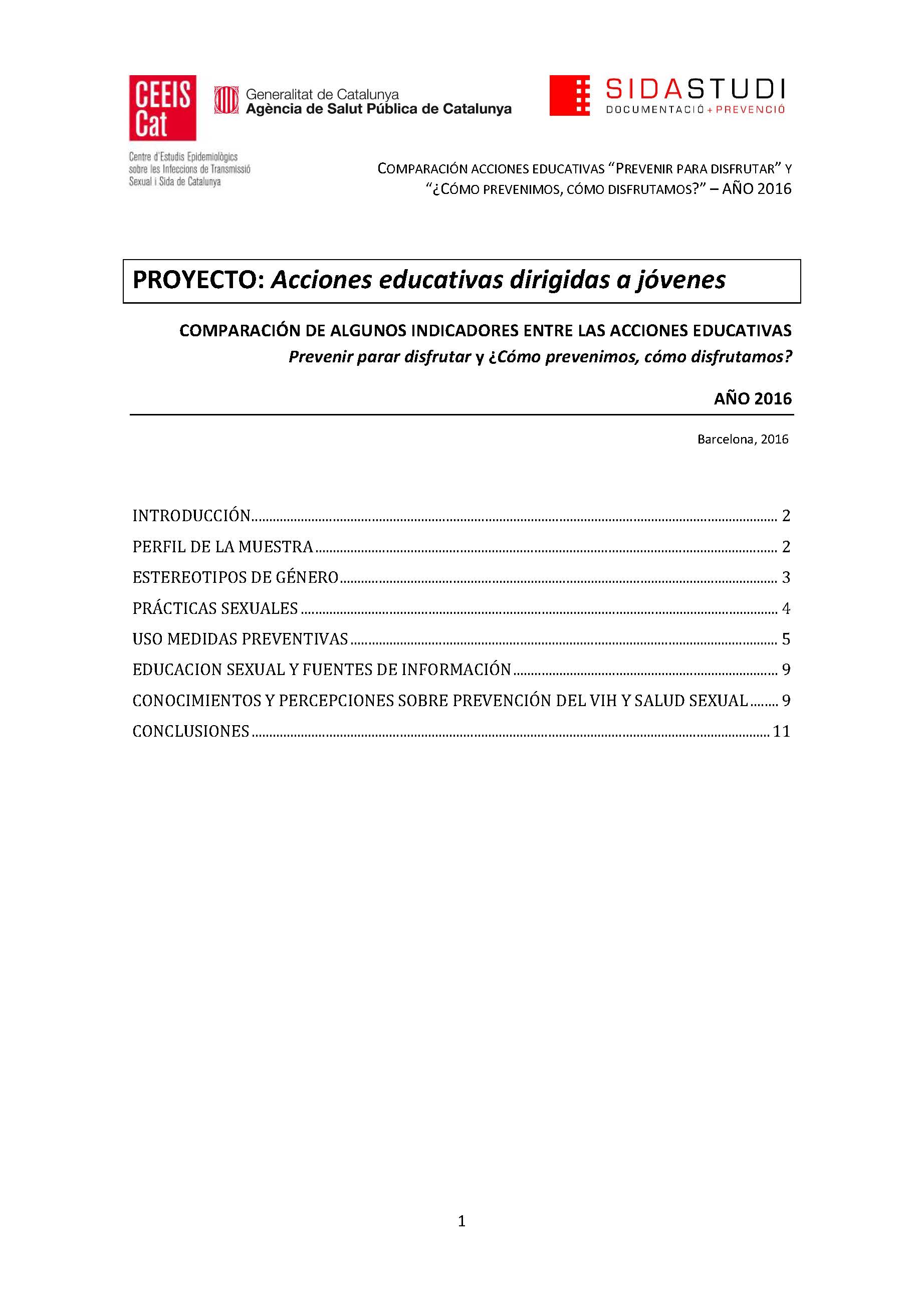 Comparación de algunos indicadores entre las acciones educativas ...